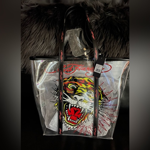 Ed Hardy | Bags | Ed Hardy Transparent Tote With Vibrant Tiger Print ...